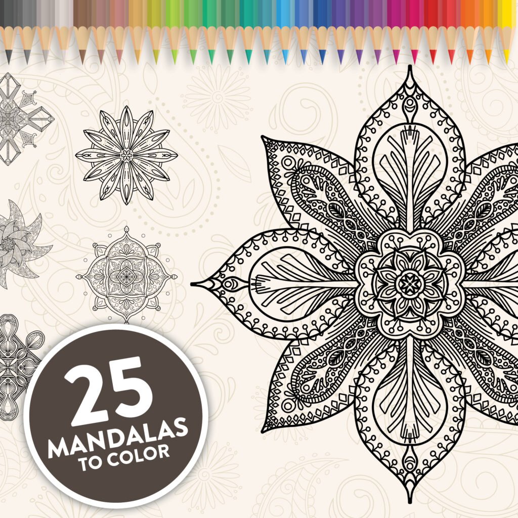 Simple Easy Mandala Coloring Pages | Pack 2 | Sia Pretty Printables