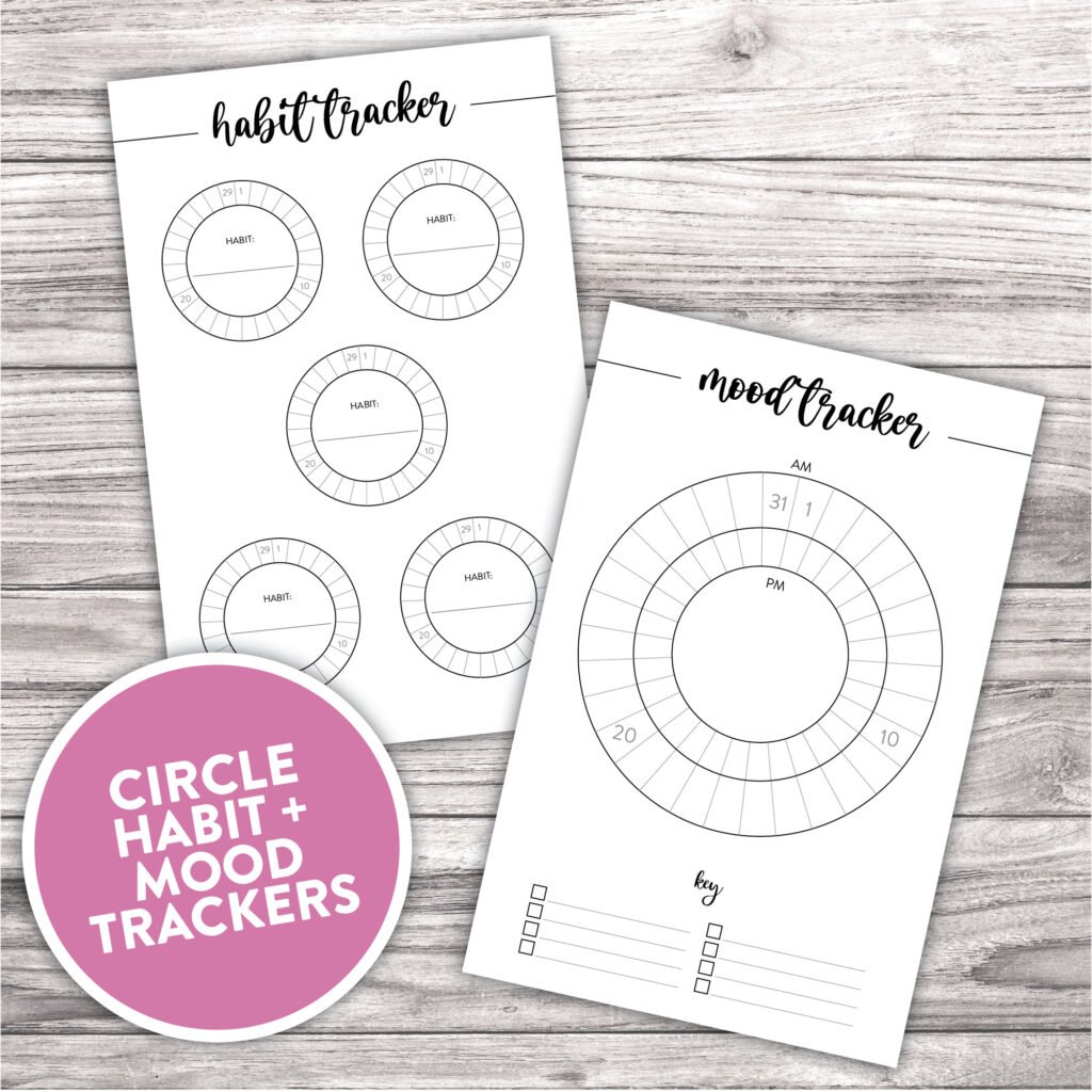 Printable Circle Mood and Habit Tracker | Undated Trackers for Bullet ...