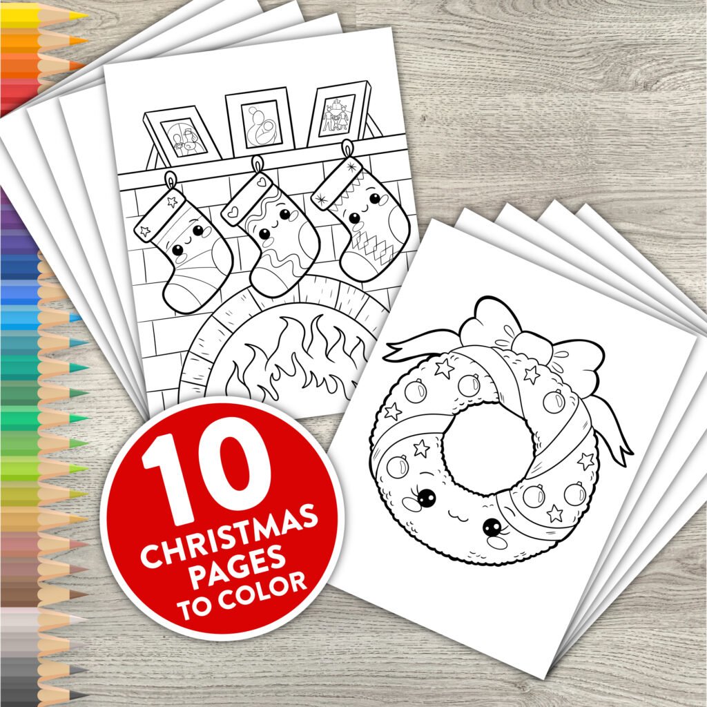 Kawaii Christmas Coloring Pages | Printable Cute Character Adult ...