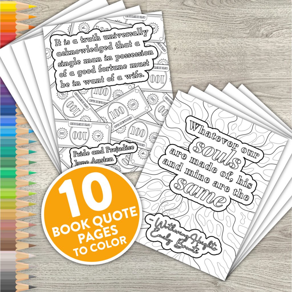 Classic Book Quotes Adult Coloring Pages | Printable Phrases Lettering ...